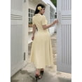 Apricot Polo Collar Midi Dress With Two-Way Stretch Spandex Fabric A ...