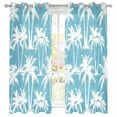 Blue Palm Tree Sheer Curtains 54 Inch Long 2 Panels, Summer Tropical ...