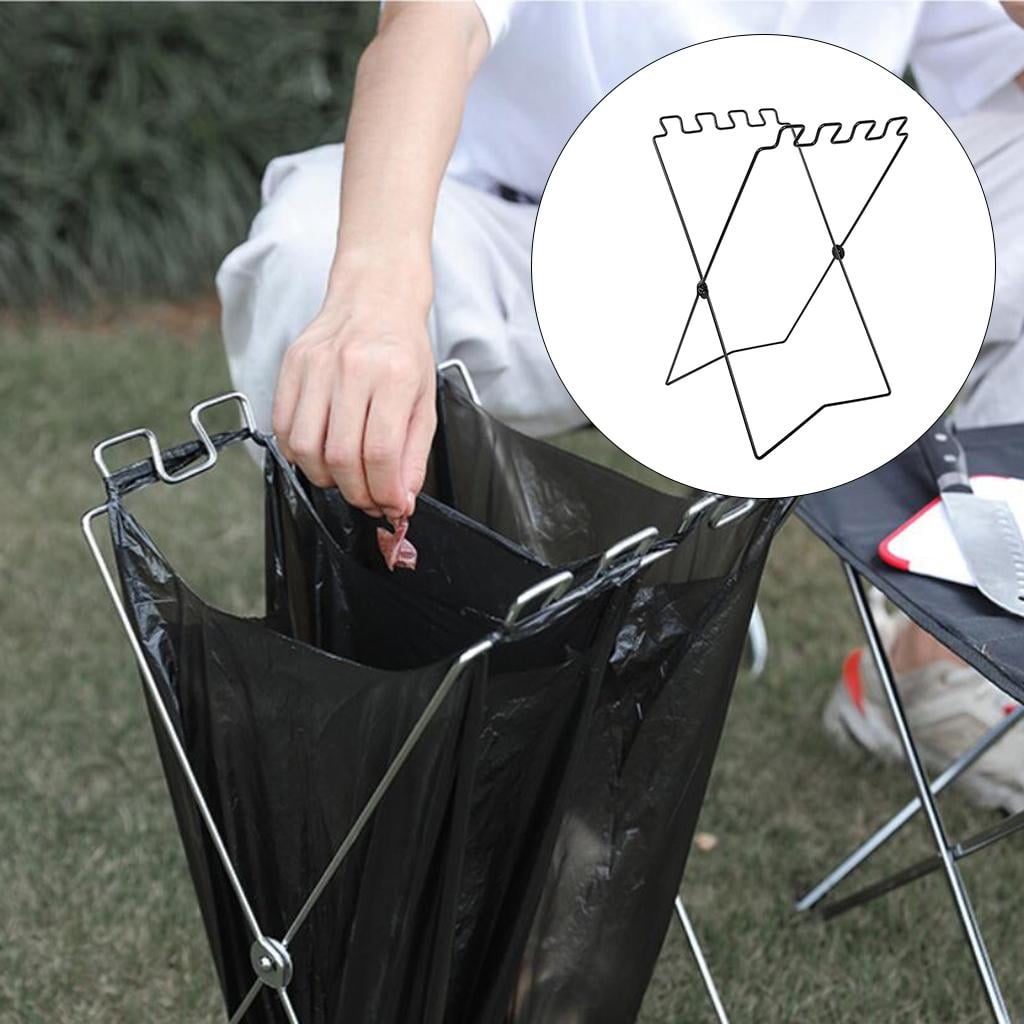 Folding Trash Stand Outdoor Countertop Waste Sorting Bin Rack Garbage ...