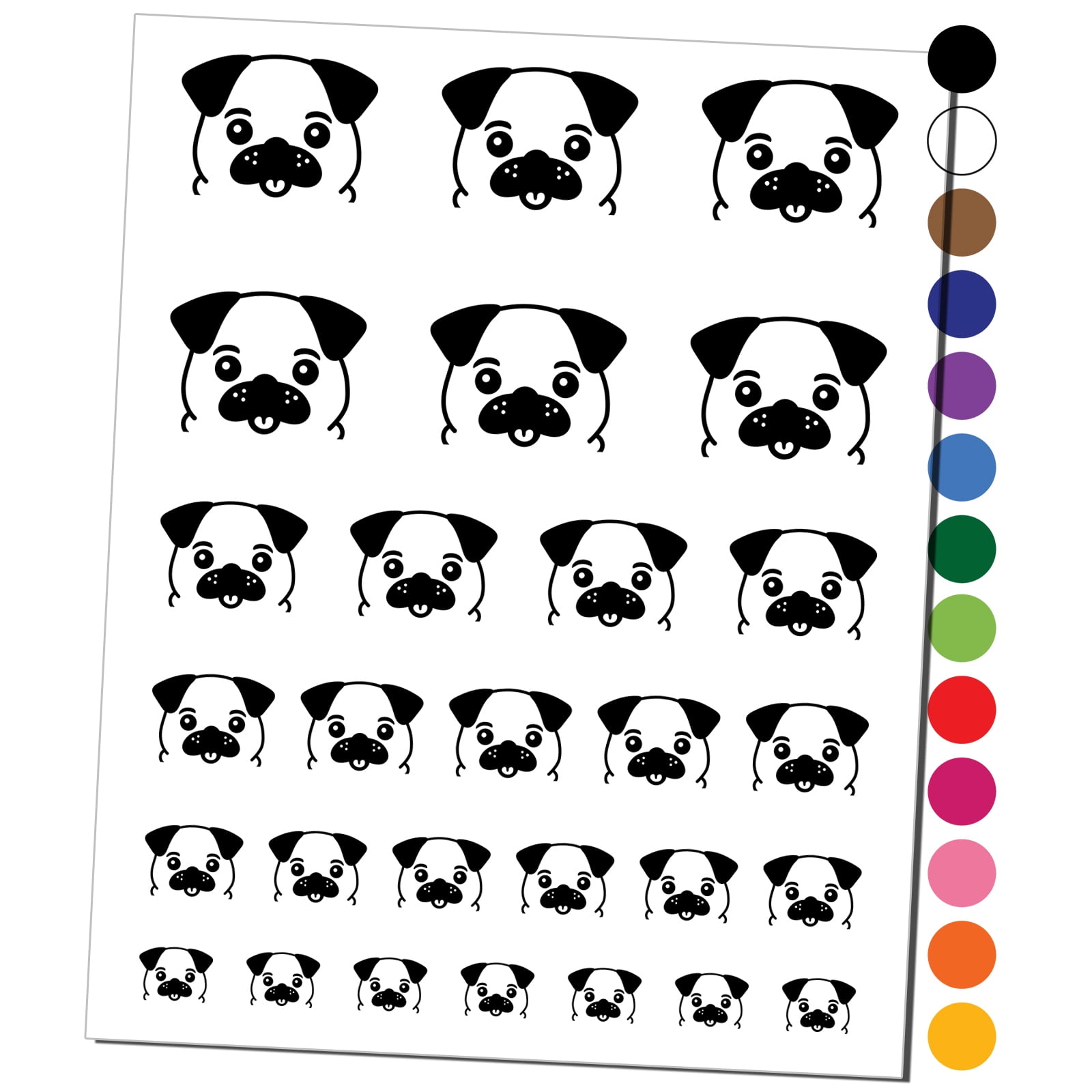 Peeking Pug Dog Water Resistant Temporary Tattoo Set Fake Body Art ...