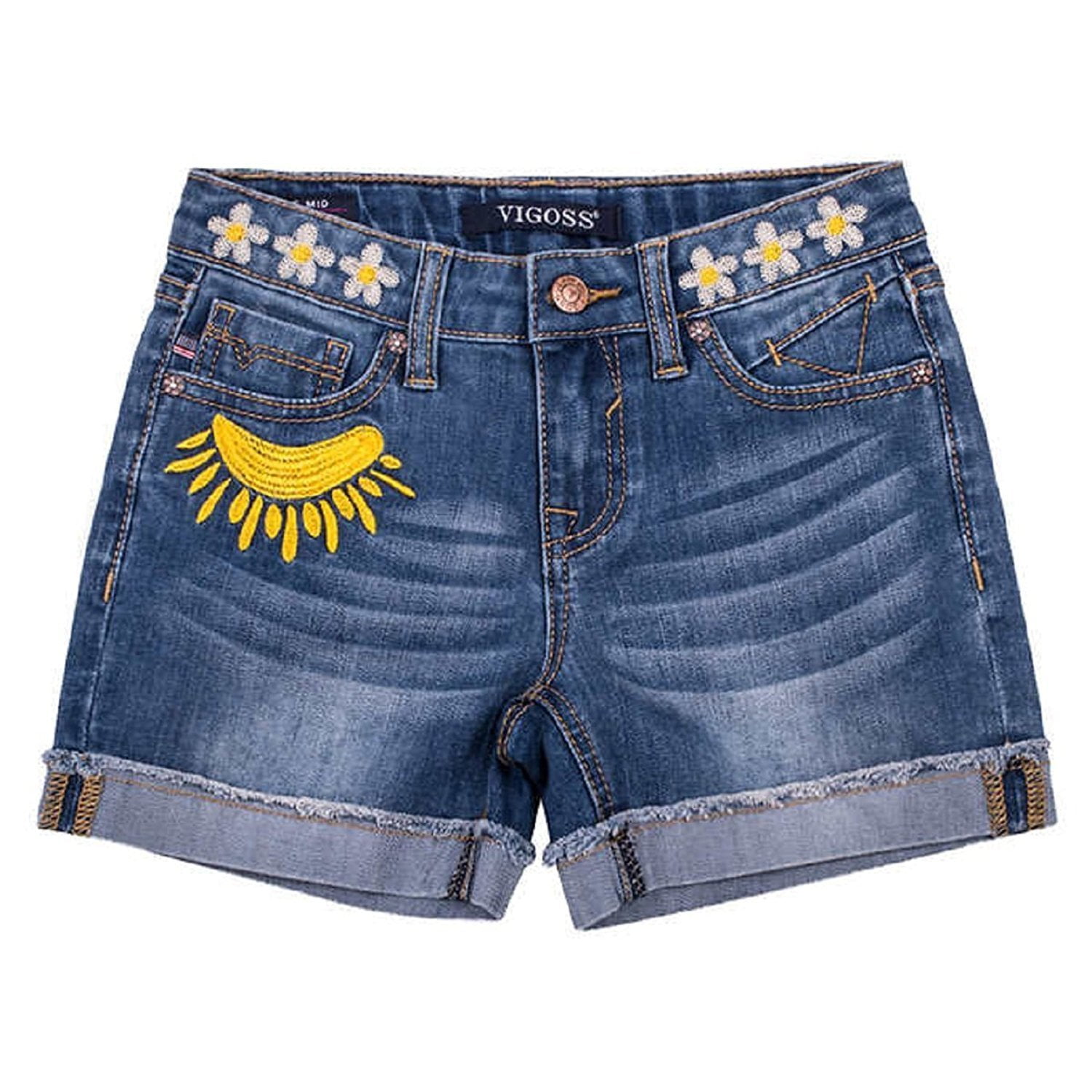 Vigoss Girls Stretch Denim Mid Shorts - Walmart.com