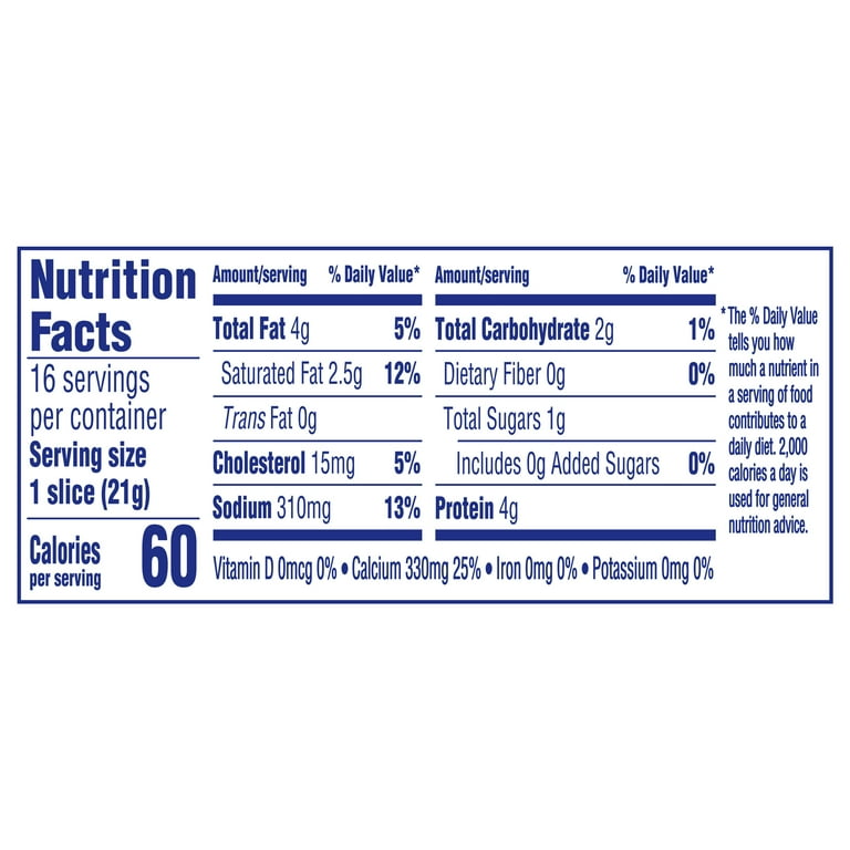 Swiss Cheese Slice Nutrition