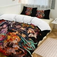 Black Background Flame Samurai Character Group Print 3Pcs Bedding Set ...