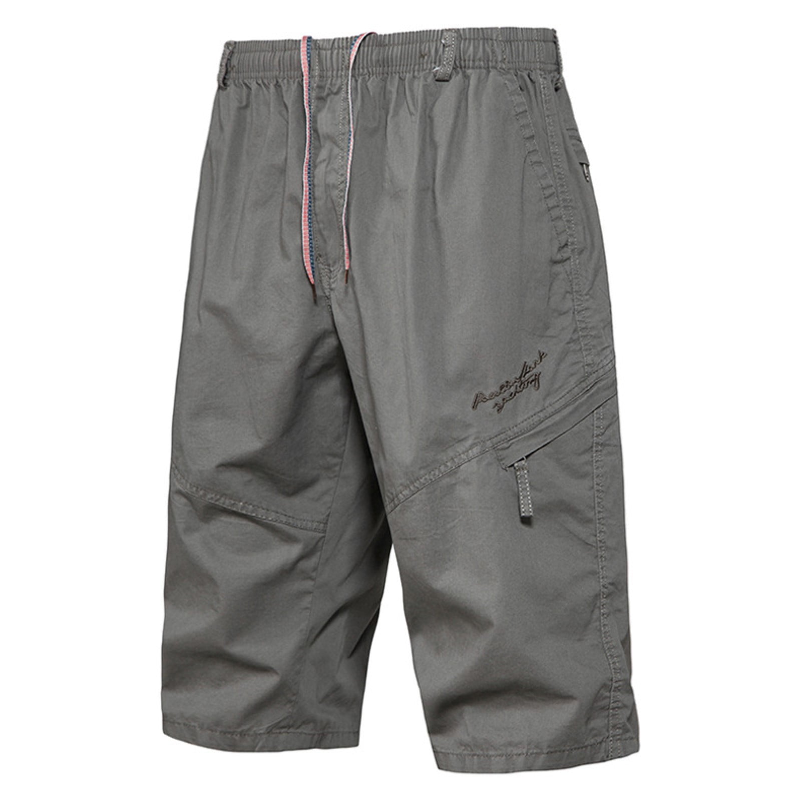 SEMIMAY Male Summer Cargo Pants Button Solid Color Pockets Tether Plus ...