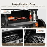 Alpha Joy Steel BBQ Charcoal Grill, Offset Smoker, 512 sq.in. Cooking ...