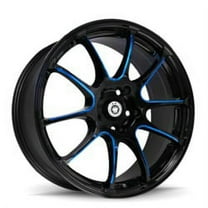 18x8 Konig 24BB Illusion Gloss Black with Blue Spoke Wheel 5x4.5 (45mm ...