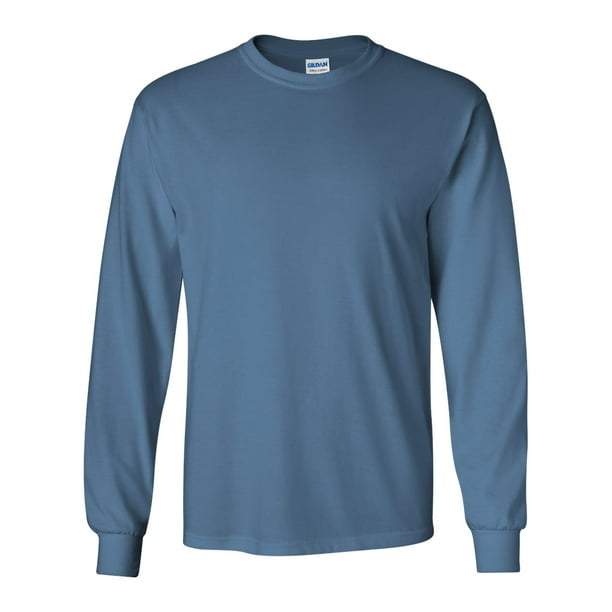 Gildan - Gildan Cotton 6 oz. Long-Sleeve T-Shirt (G240) Indigo Blue ...
