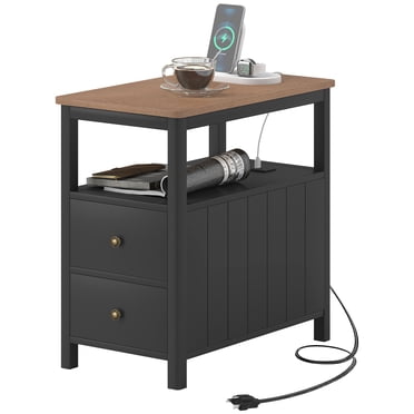 DecorTech Traditional Rectangular End Table with AC Power and USB ...
