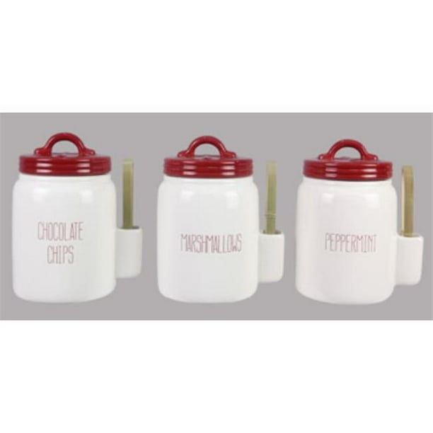 Youngs 91007 Ceramic Hot Cocoa Bar Canister with Wooden Tong - Set of 3 ...