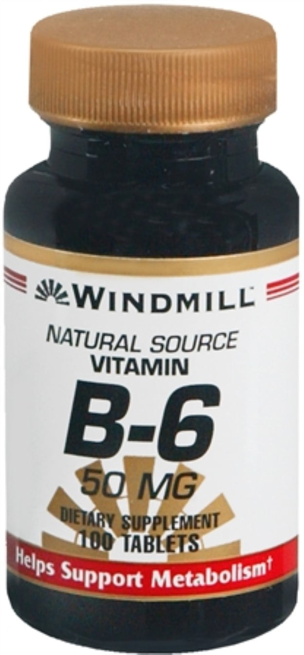 Windmill Vitamin B-6 50 mg Tablets 100 Tablets (Pack of 2) - Walmart.com