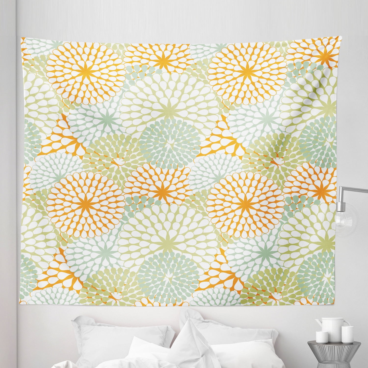 Pastel Tapestry, Abstract Hydrangea Flowers Pattern Retro Style Botany ...
