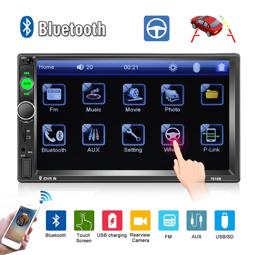 Podofo 2 Din Car Radio 7″ HD Player MP5 Touch Screen Digital Display Support Bluetooth ...