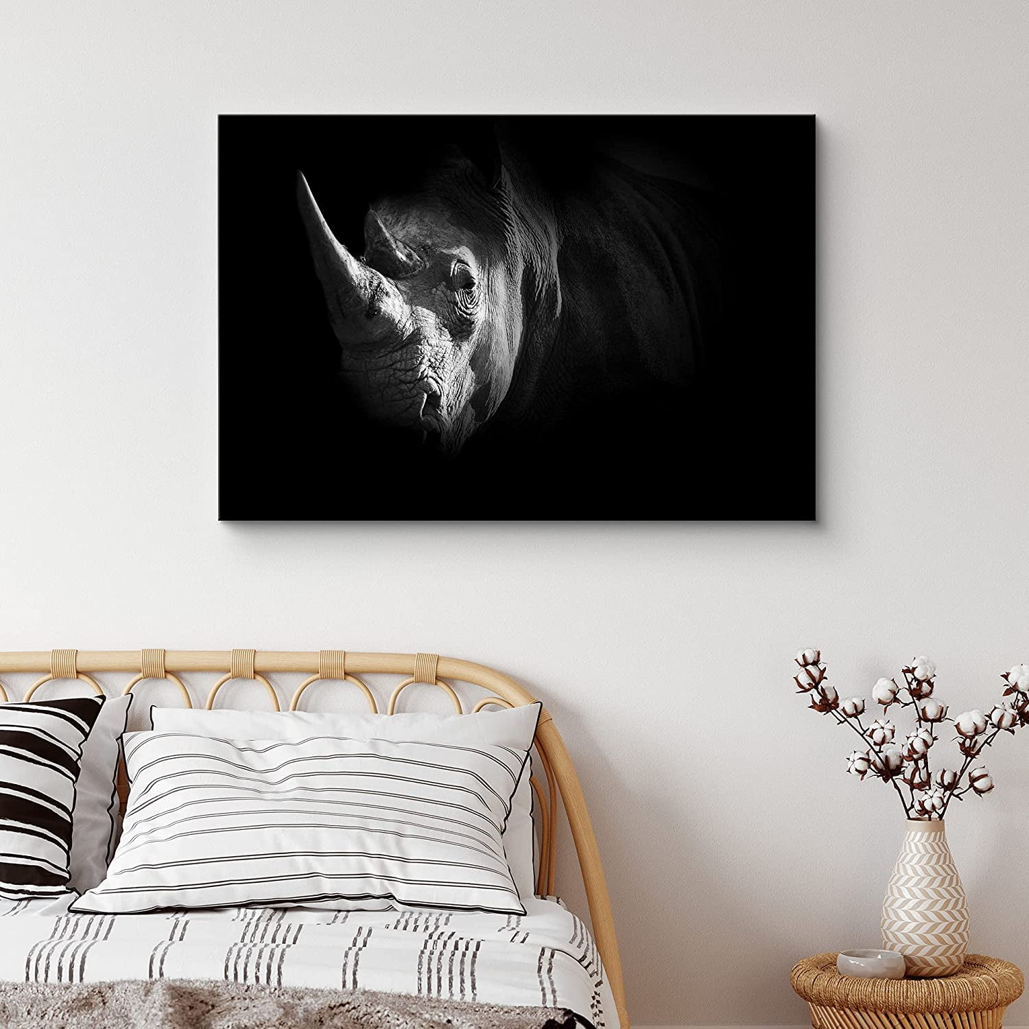 PixonSign Canvas Print Wall Art Close-Up Rhino Portrait Animals ...