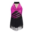Aiihoo Kids Girls Jazz Fringed Leotard Dress Sparkly Sequins Cha-cha ...