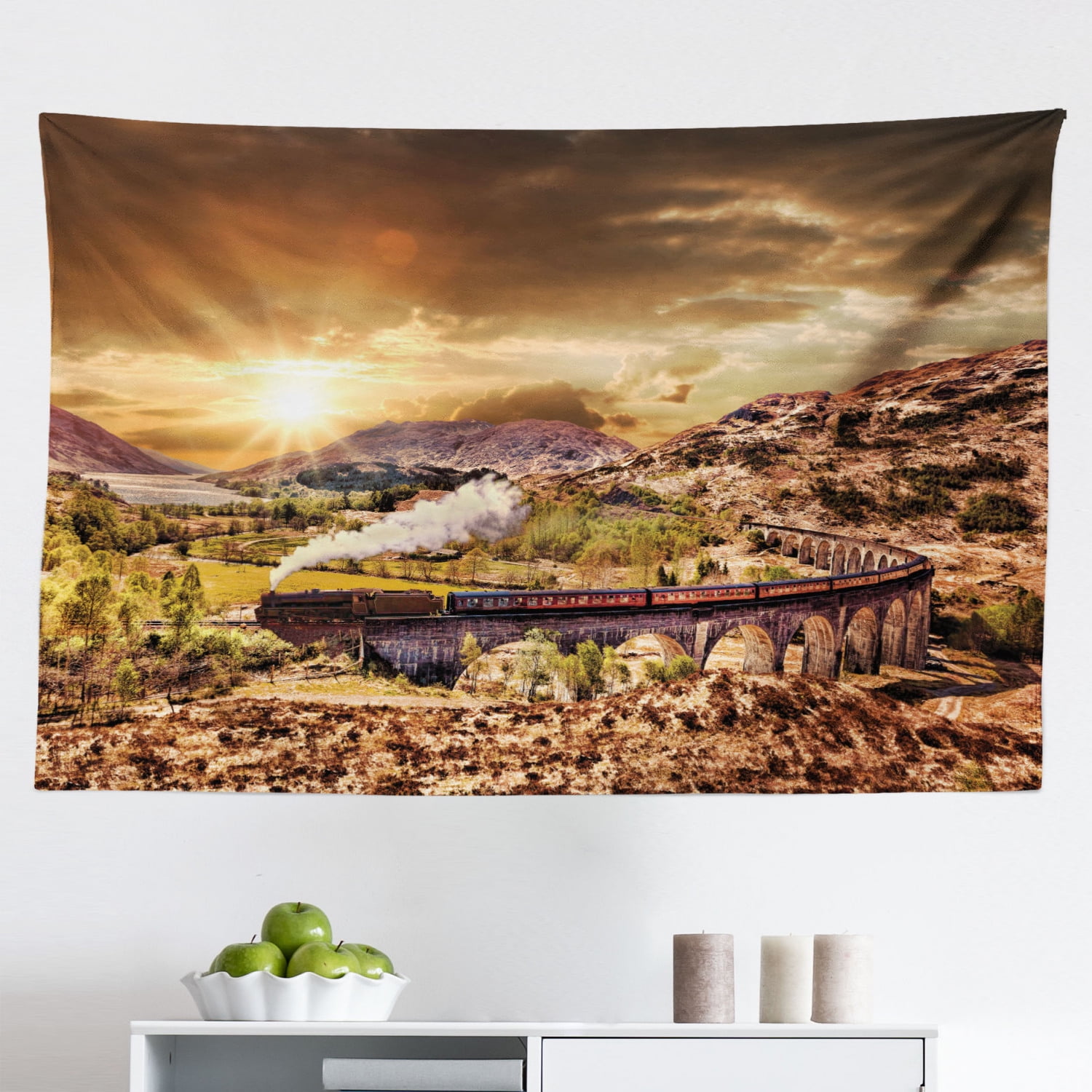 Hobbits Tapestry, 4 Small Wooden Rustic Chairs in Backyard Hobbit Land ...