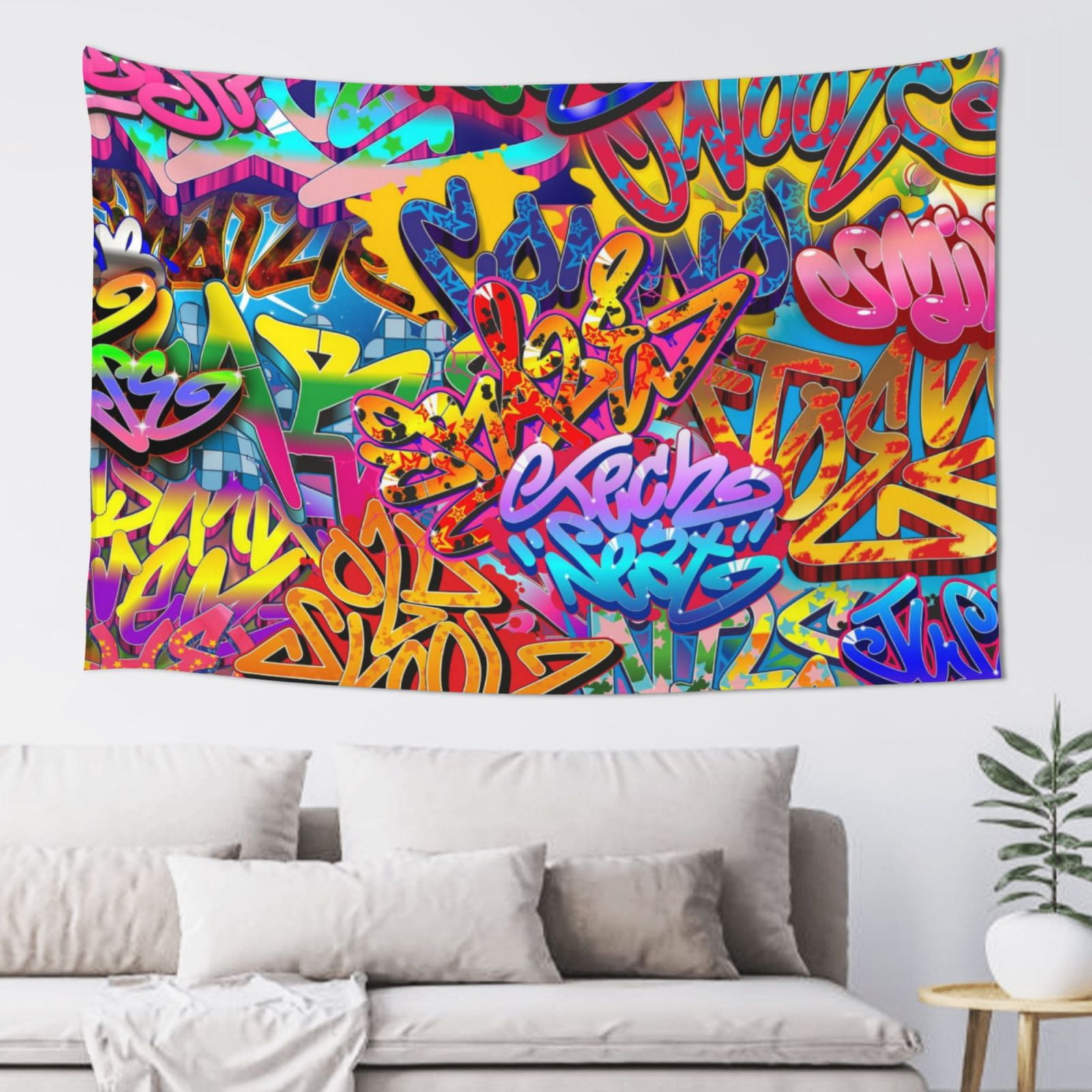 Mural Graffiti Tapestry, Creativity Paint Style Wall Decor Home Decor ...