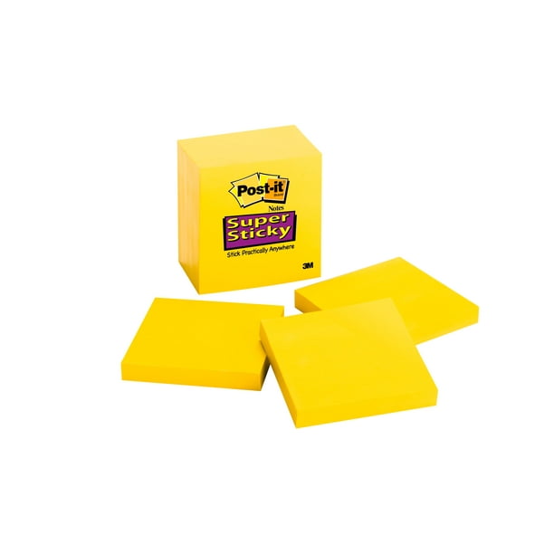 Post-it Super Sticky Notes, 3" x 3", Electric Yellow, 5 Pads - Walmart ...