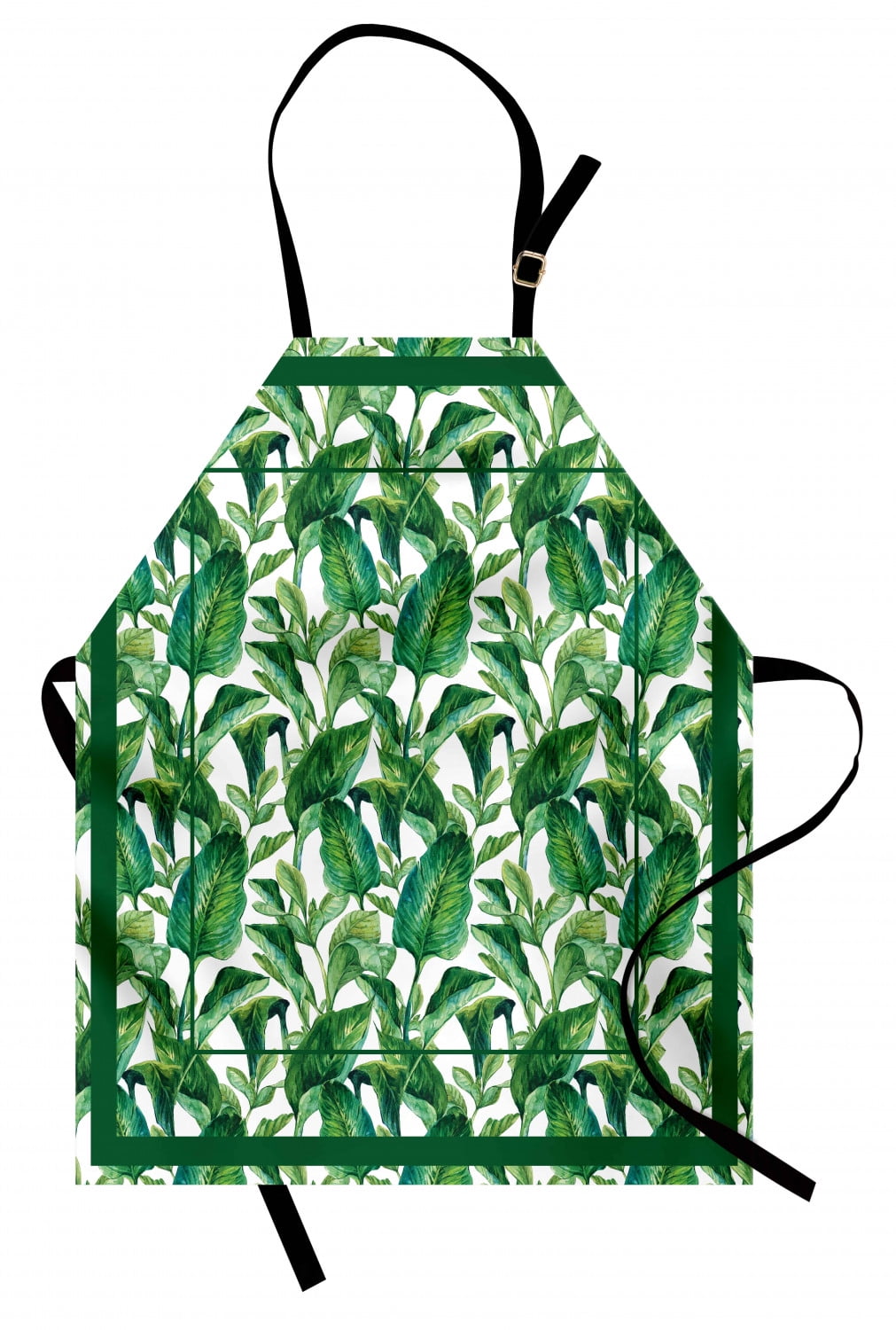 Green Apron Large Tropical Leaves Pattern Jungle Beach Island Theme ...