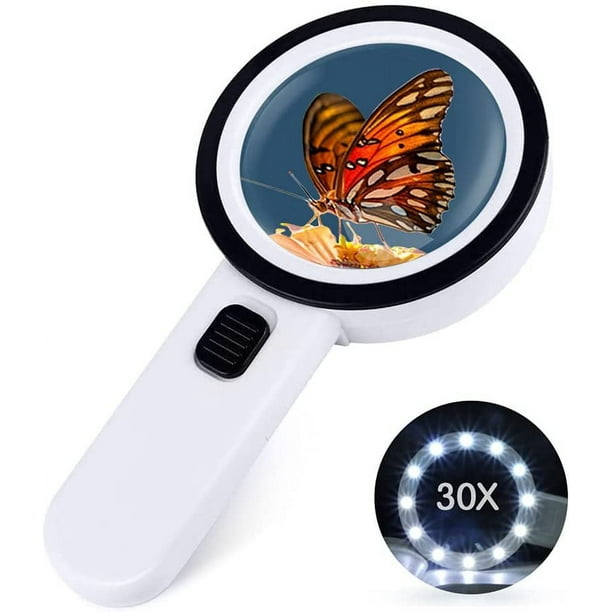 Magnifying Glass with Light 30X High Power Jumbo Lighted Magnifiers ...