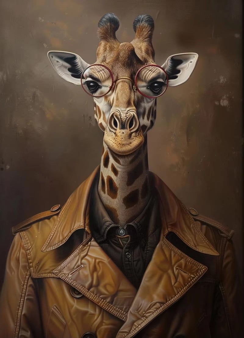 Animal Portraits Cool Dog Doberman Leopard Zebra in Striped Suit Poster ...