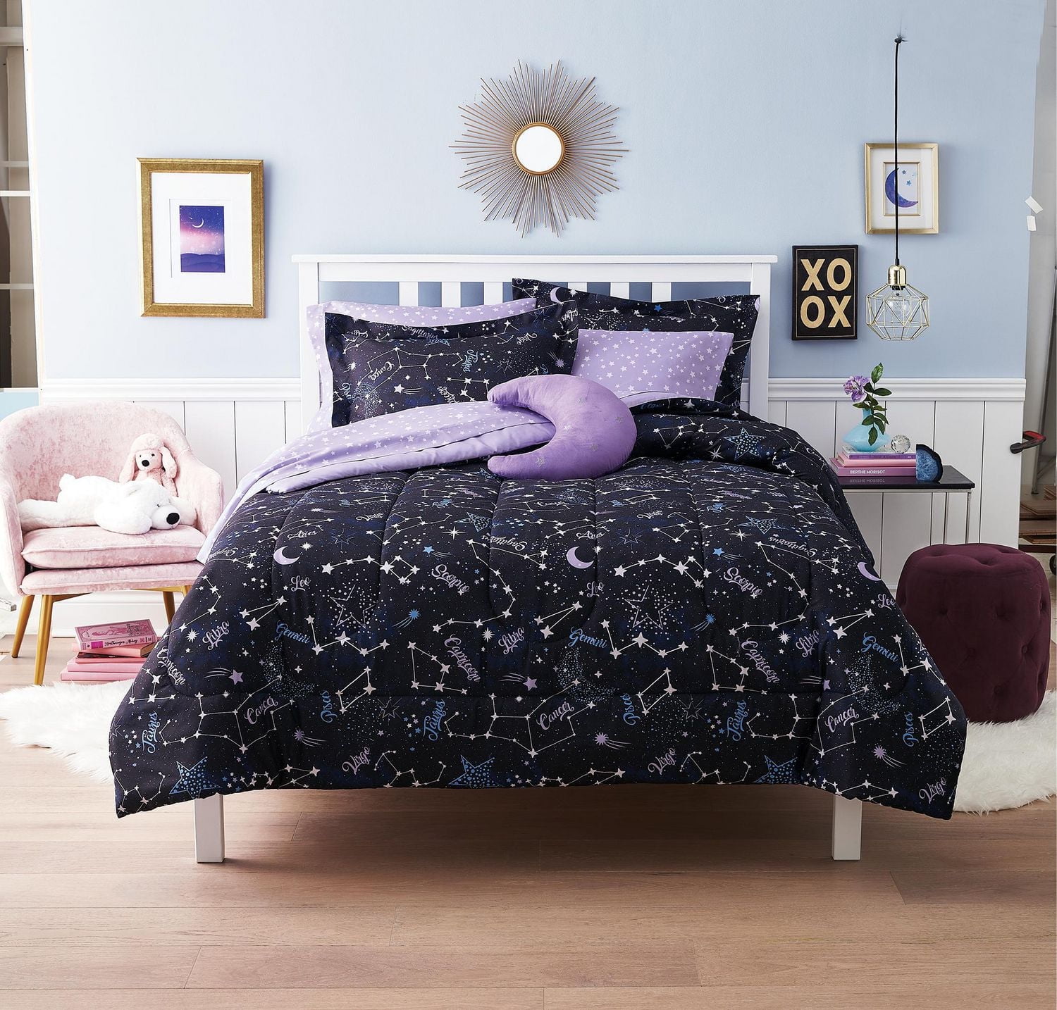 Mainstays Kids Zodiac Charms Piece Bed in a Bag, Twin: 6 piece set ...