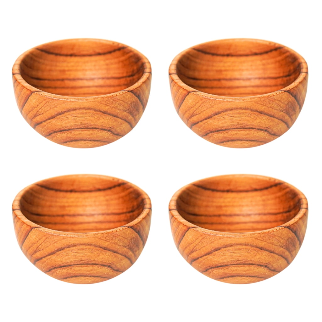 Round Teak Wood Low Side Dish Bowl 4-Pack - Walmart.com