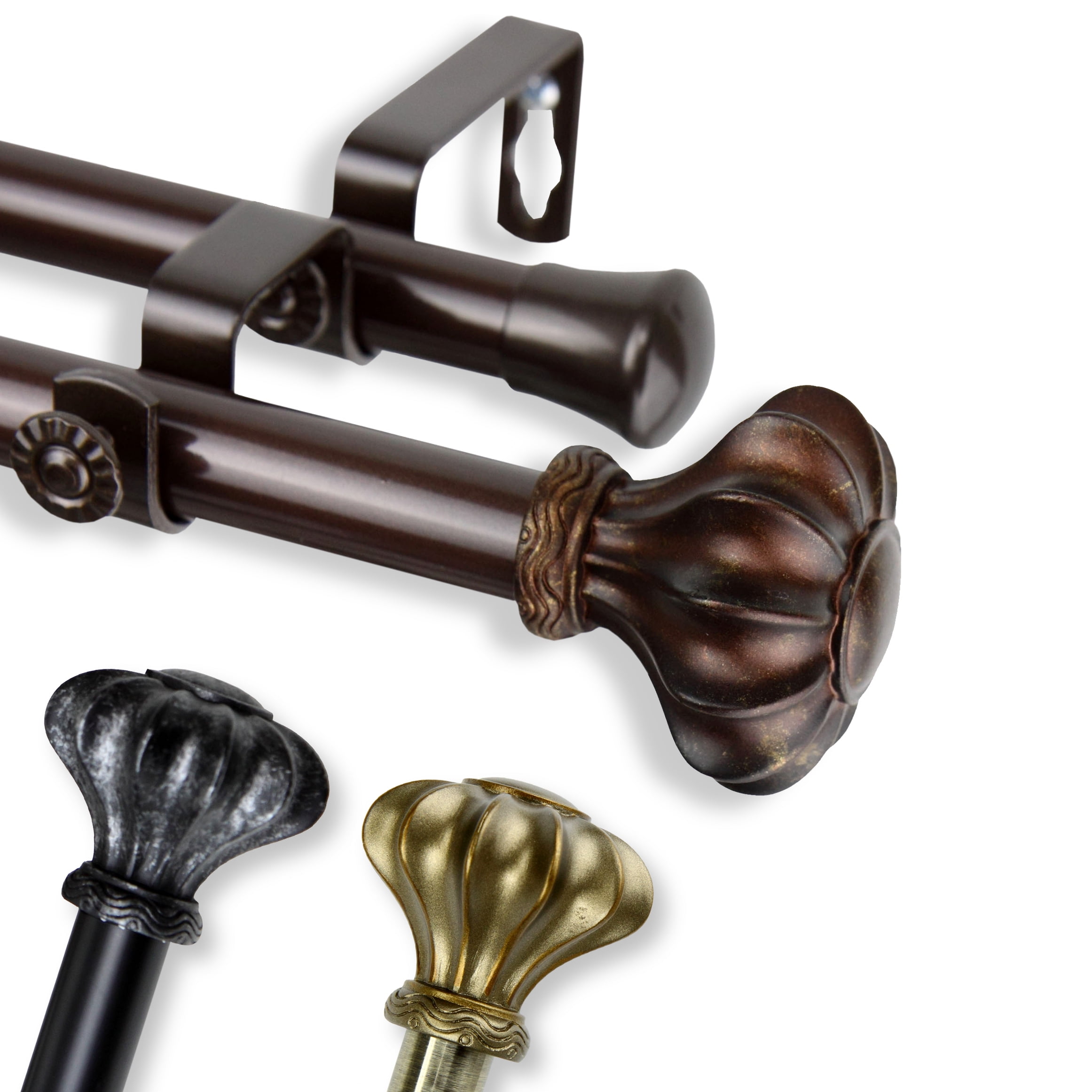 Maurice Double 13/16 inch dia. Curtain Rod 120-170" - Antique Brass ...