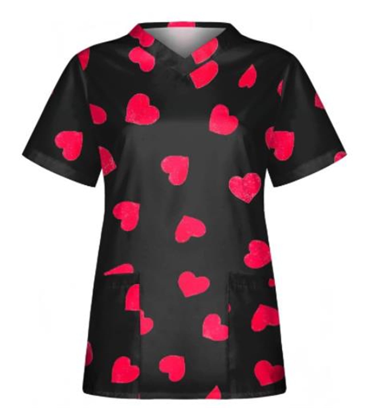 Kiapeise Valentine's Day Scrubs Tops Women Nurse Working Uniforms Love ...