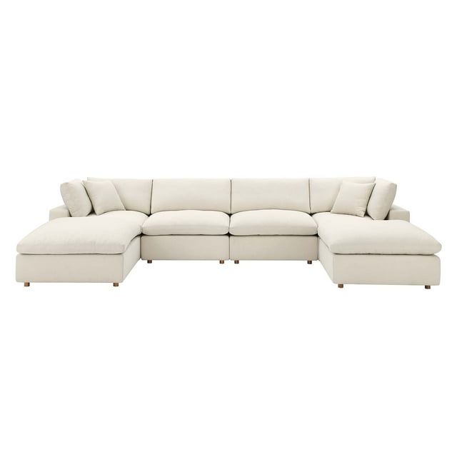 Modular Sectional Deep Sofa Set, Beige, Fabric, Modern Contemporary ...