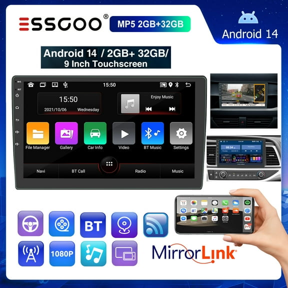 1 Din 7 Inch Car Stereo Radio with Wireless Apple Carplay Android Auto HD Electric telescopic ...
