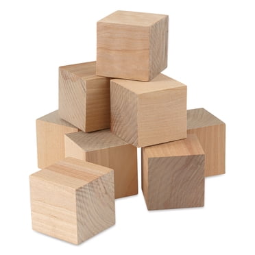 6 Pack: Unfinished 3" Wooden Craft Pieces - Blank Wood Square Block by ...