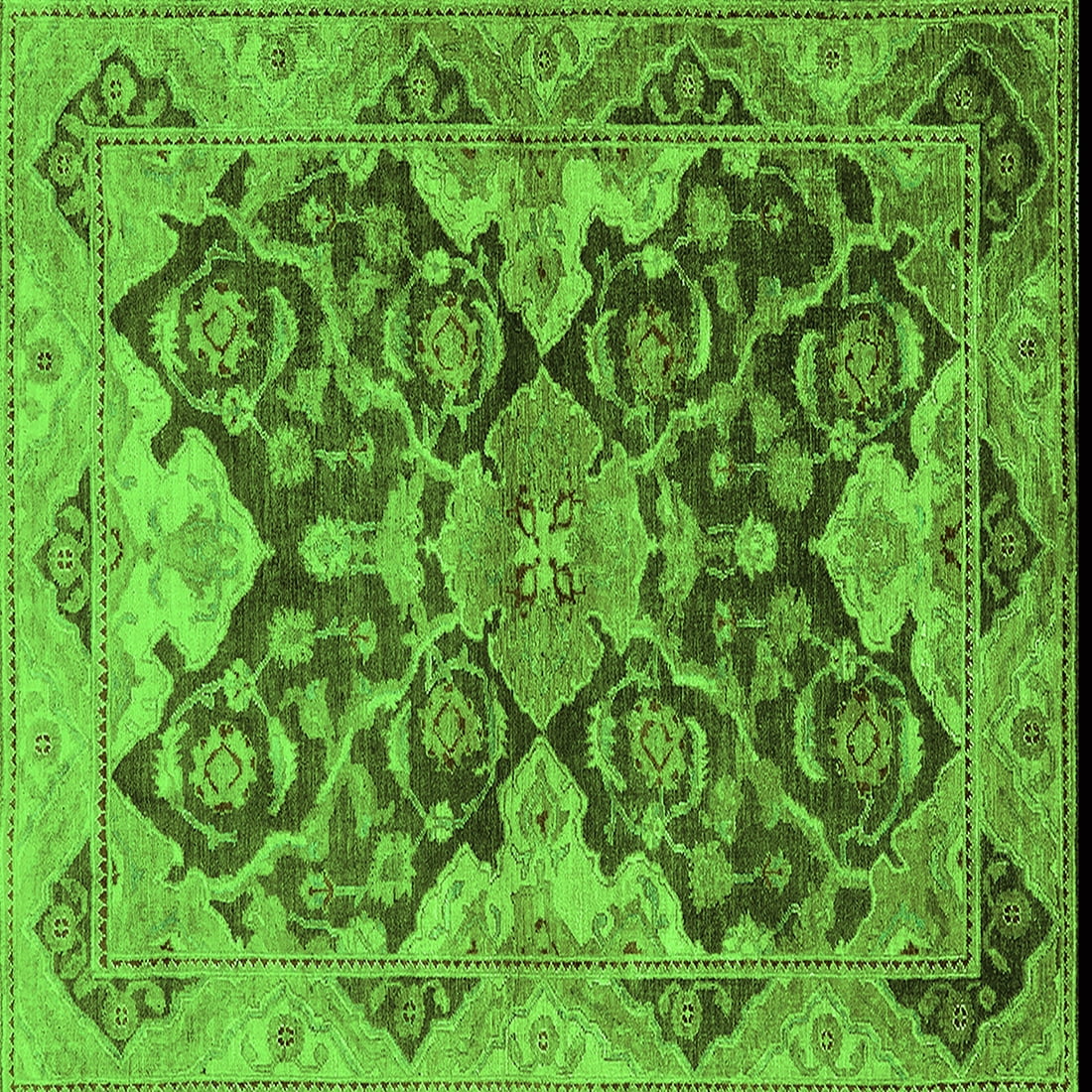 Ahgly Company Indoor Square Oriental Green Traditional Area Rugs, 6 ...