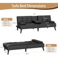 Futon Sofa Bed, 64" Small Futon Couch with Adjustable Backrest, 3-Angle ...