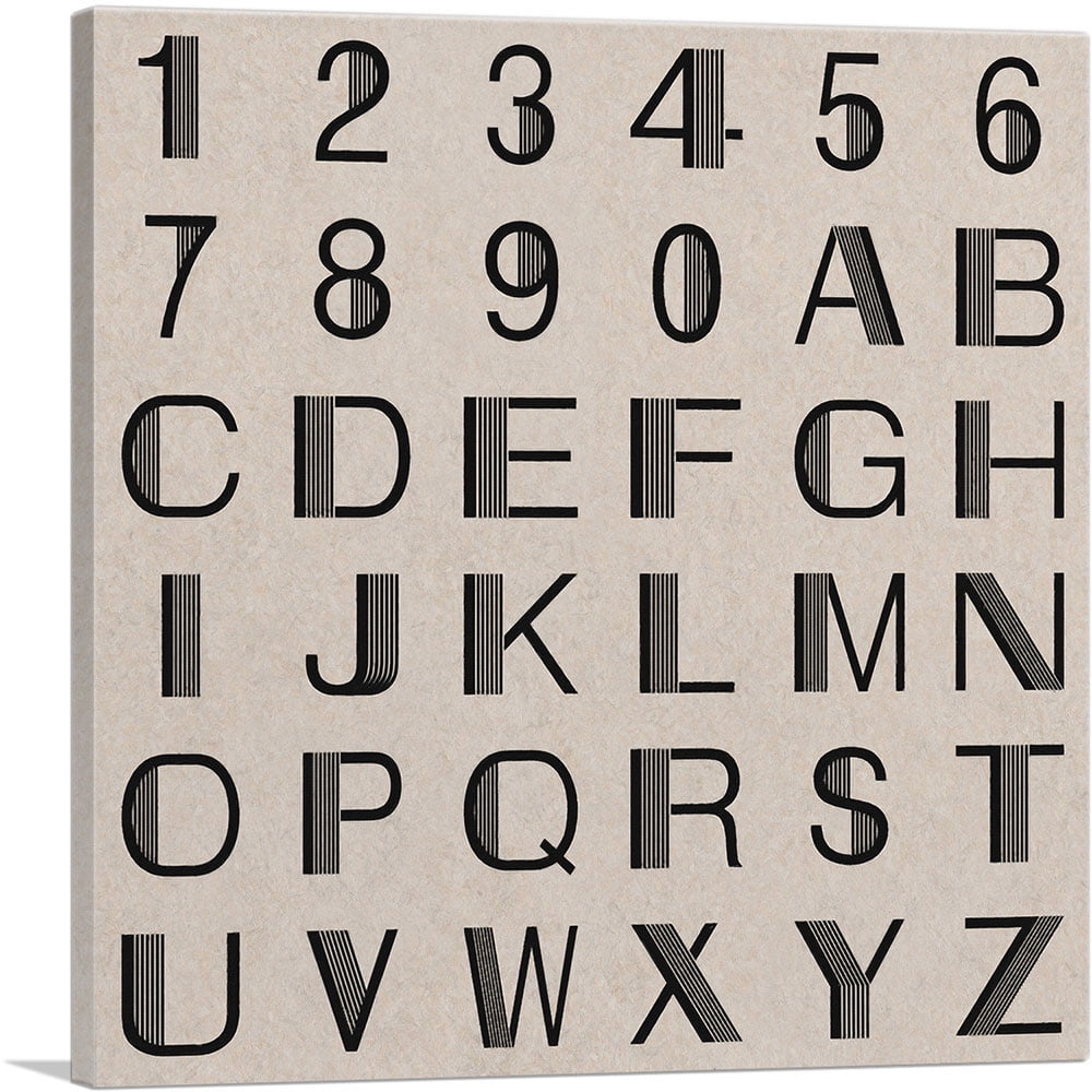 ARTCANVAS Beige Black Line Mid Century Modern Full Square Alphabet ...