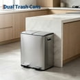 2x5.3 Gallon (40L) Dual Compartment Stainless Steel Kitchen Trash Can ...