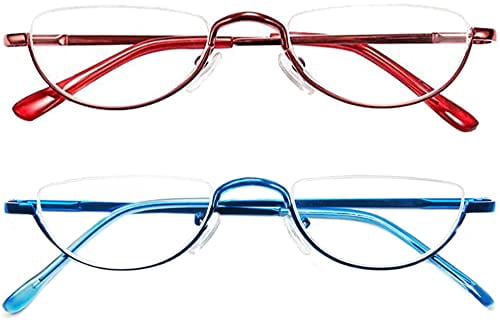REAVEE 2 Pack Retro Designer Half Frame Reading Glasses Women Men ...