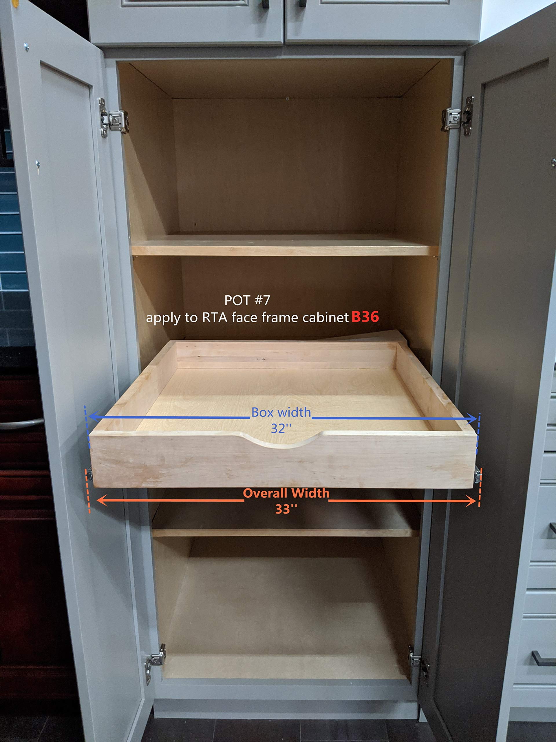 32'' Width Pull Out Drawer Wood Pull Out Tray Roll Out Drawer Box ...