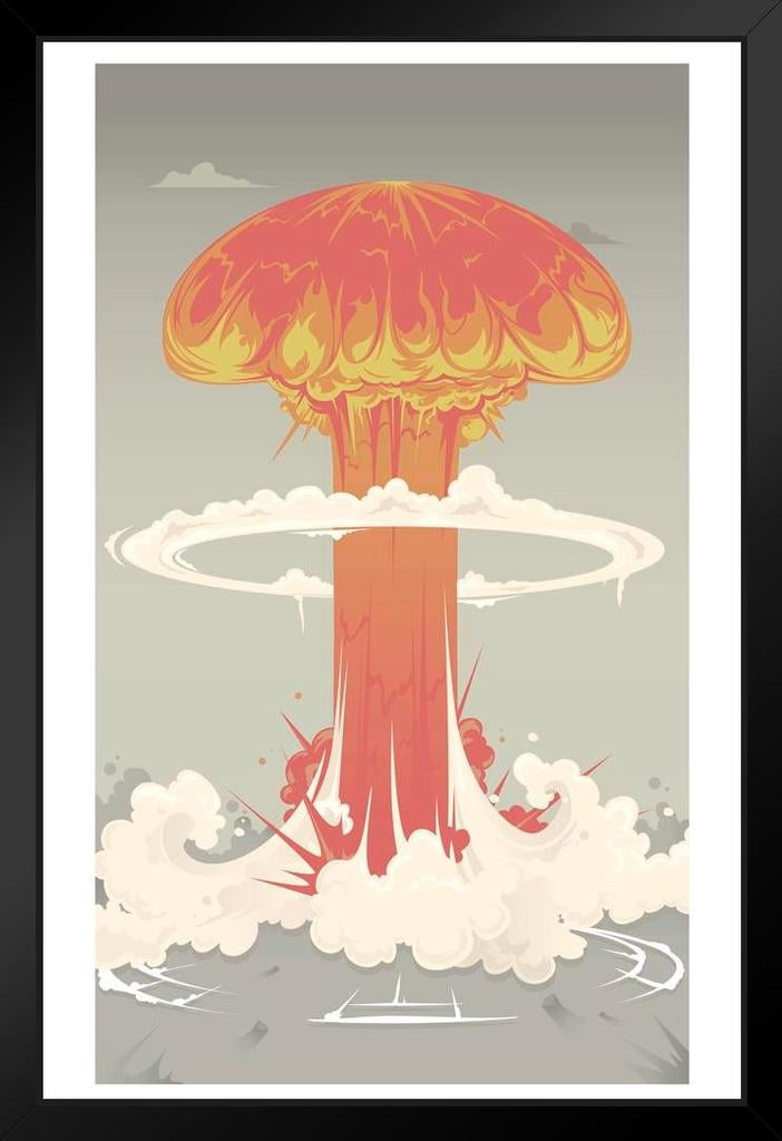 Atomic Bomb Mushroom Cloud Cartoon Trippy Explosion Art Print Poster No ...