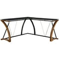Whalen Newport Wood And Glass L Shaped Desk Black Glass Desktop