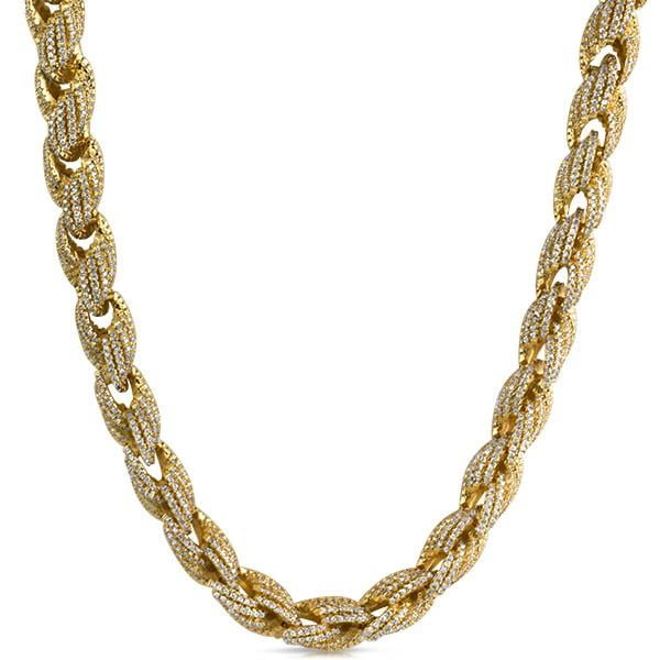.925 Silver 10MM Rope CZ Gold Bling Bling Chain - Walmart.com