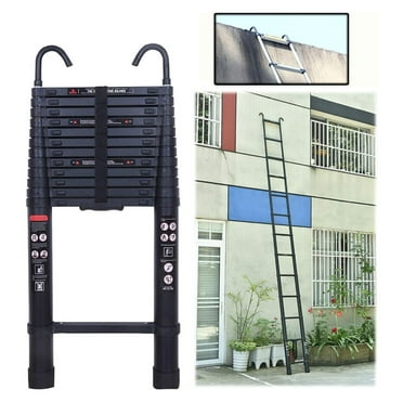 BOWEITI 12.5FT Telescopic Extendable Aluminum Ladder, Compact Utility ...