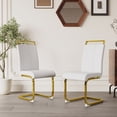 Modern Dining Chairs,PU Faux Leather High Back Upholstered Side Chair with C-shaped Tube plating ...