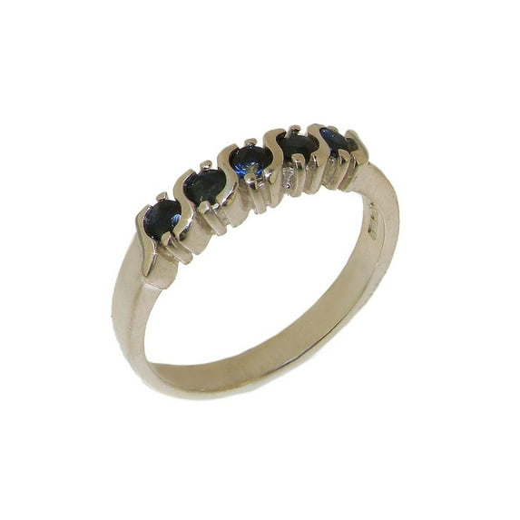LBG British Made 14k White Gold Natural Sapphire Womens Eternity Ring ...