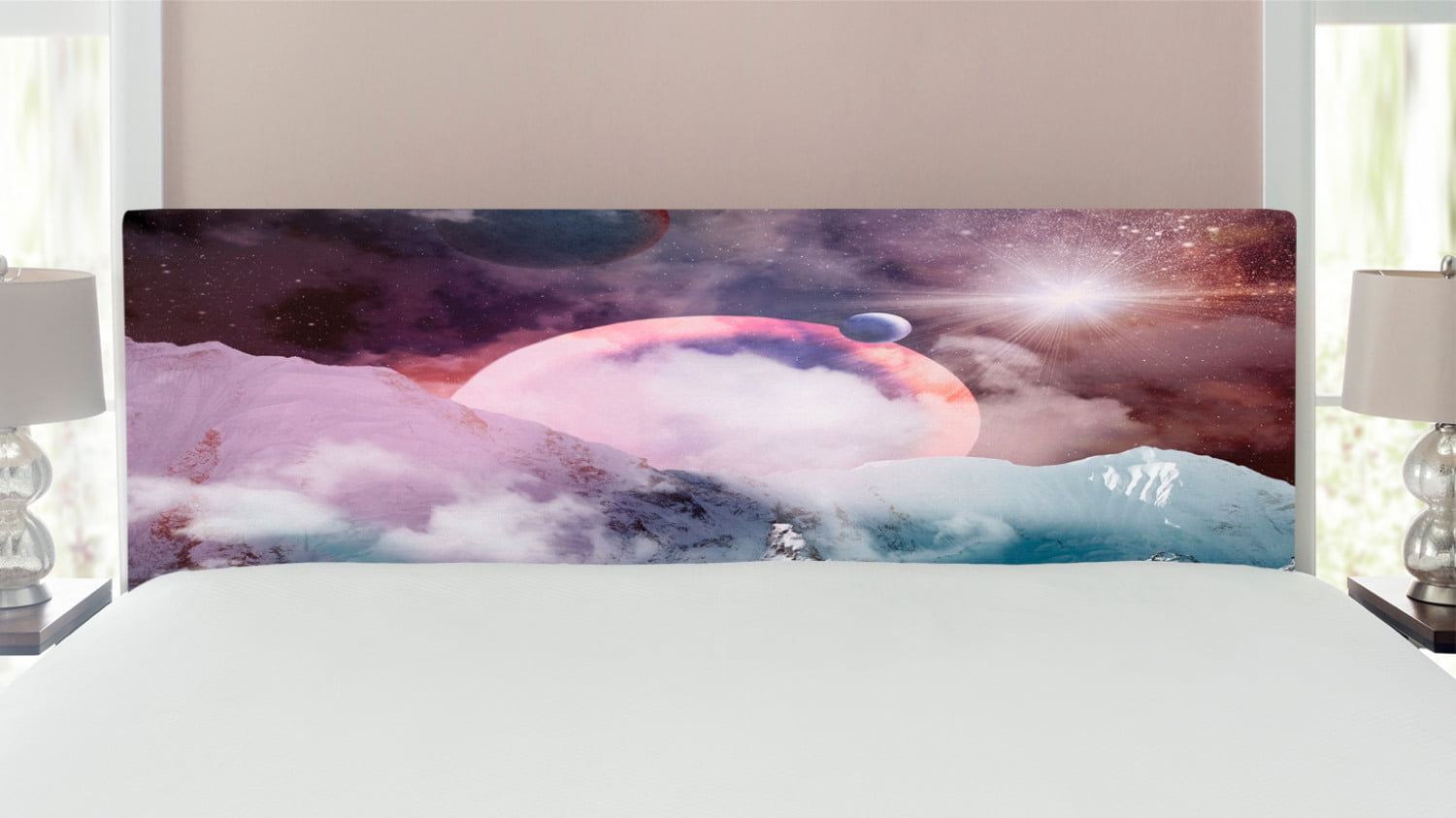 Outer Space Headboard, Planets in Space Natural Scenery Galaxy Print ...