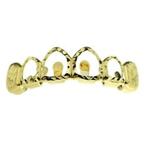 14k Gold Plated Grillz Left Two 2 Open Face Upper Top Teeth Slugs Hip ...