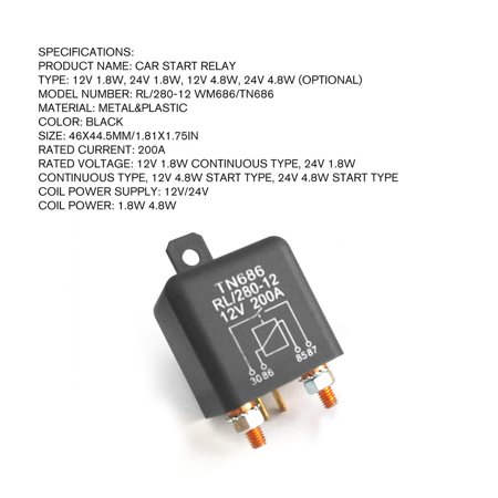 High Current Relay Starting Relay 200A Power Auto Start Relay RL/280-12 ...