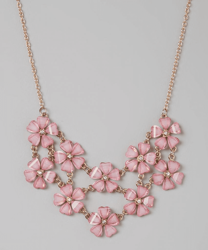 Lux Accessories Hot Pink And Gold Flower Bib Necklace