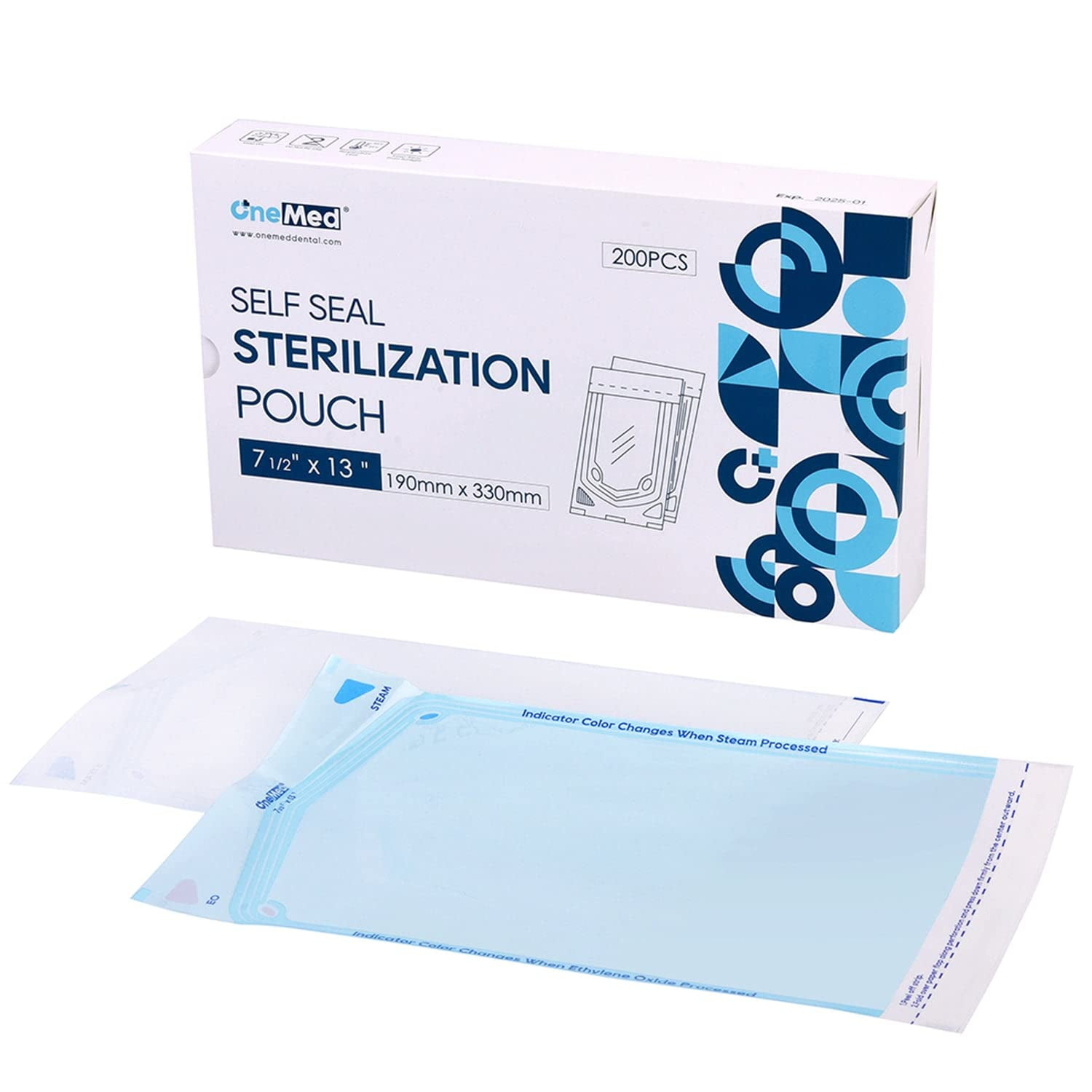 OneMed Dental Self-Sealing Sterilization Pouches 7.5x13 inch 200/Box 4 ...