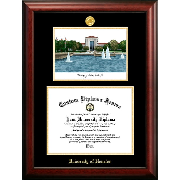 University of Houston 11" x 14" Gold Embossed Diploma Frame with Campus ...