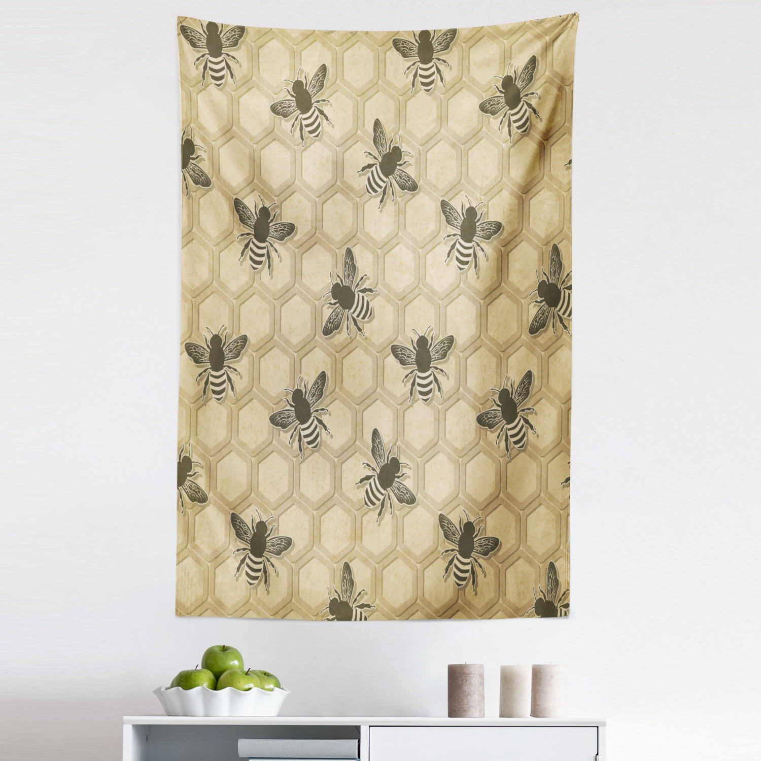 Bee Tapestry, Eco-Friendly Beekeeping Theme Honeycomb Cells and Bee ...